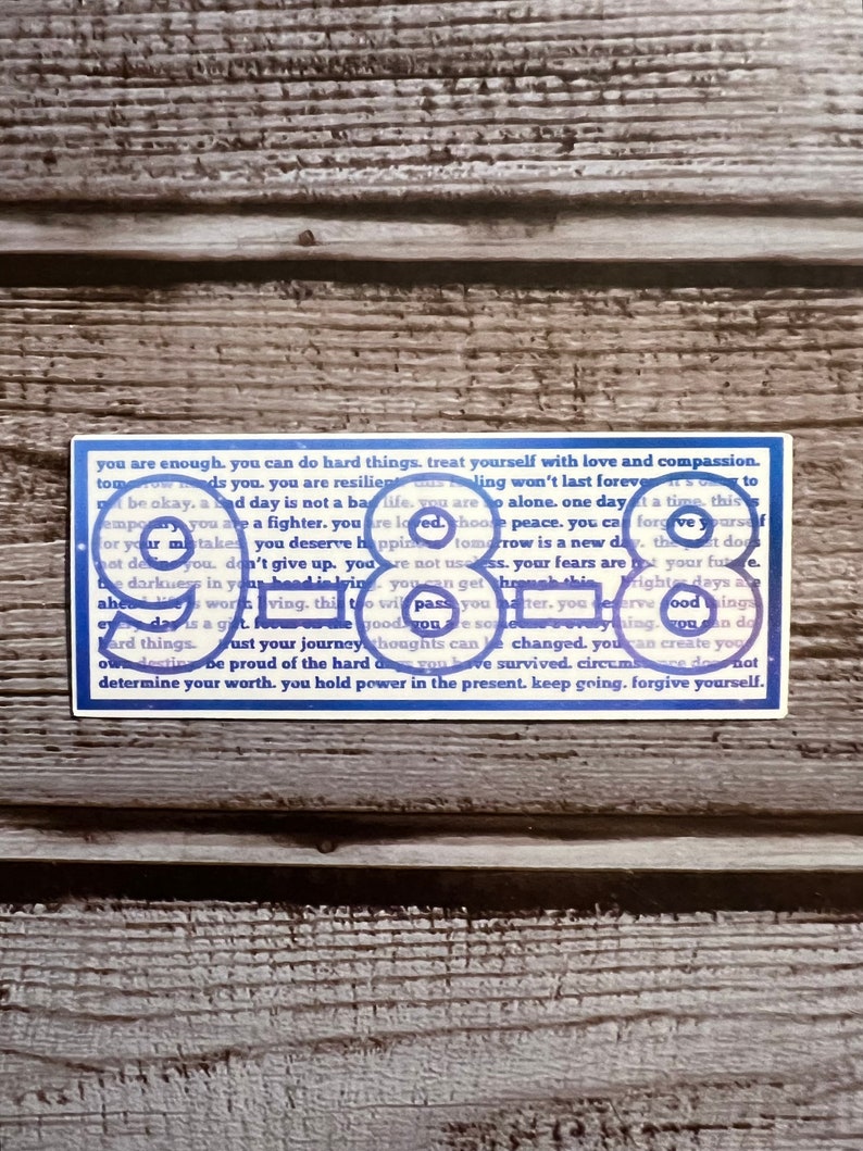 988 Affirmation Sticker, Crisis Hotline, Mental Health Sticker, Self ...