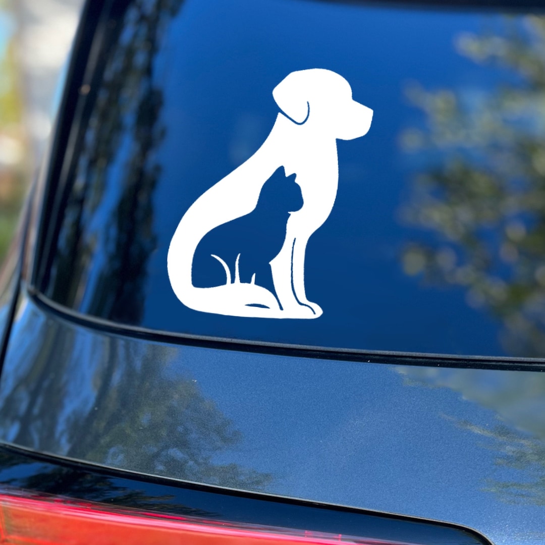 Cat and Dog Decal, Car Decal, Laptop Sticker, Pet Decal, Animal Sticker ...