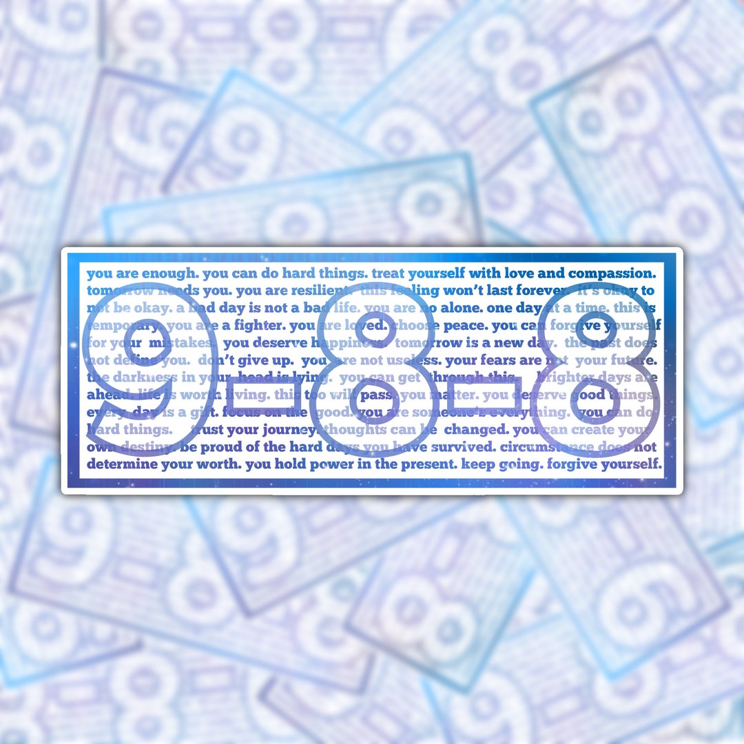 988 Affirmation Sticker, Crisis Hotline, Mental Health Sticker, Self ...