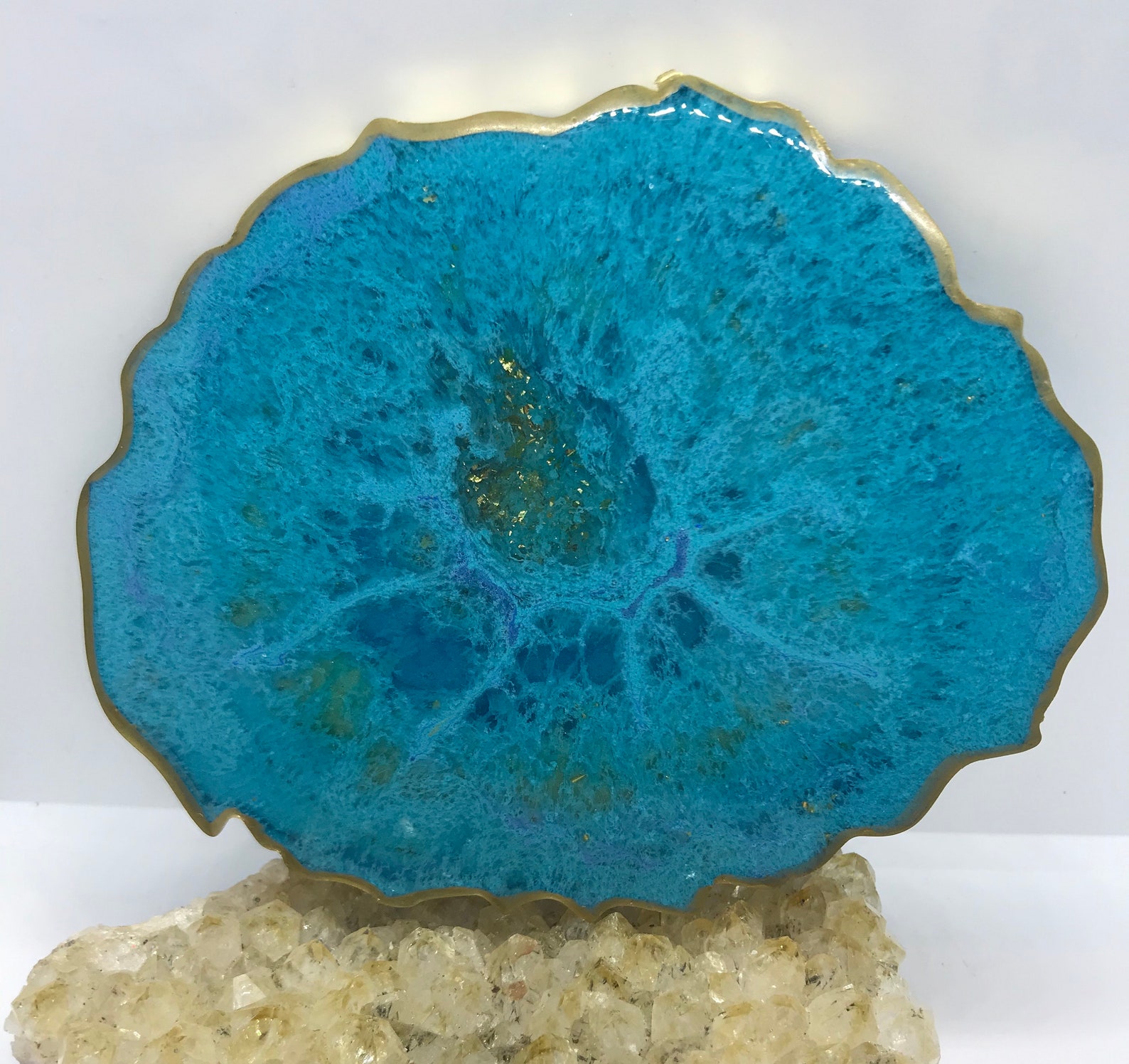 Thank You Teacher/turquoise Epoxy Resin With 24k Gold Geode - Etsy