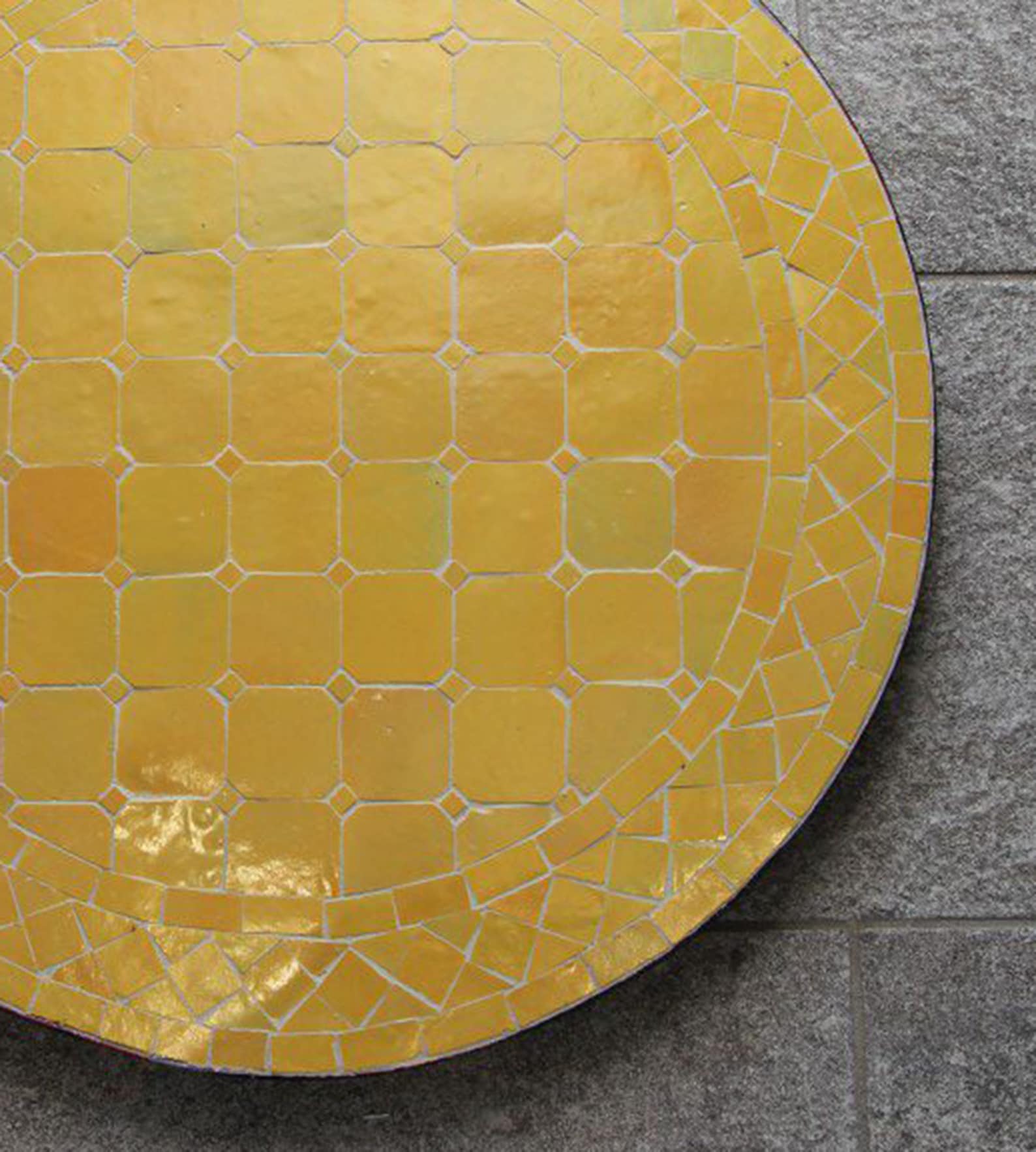 Custom Yellow Tile Bistro Table: Round Handmade Mosaic Patio Furniture ...