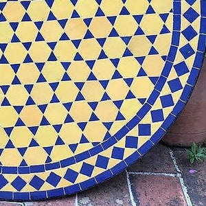 Moroccan Round Blue and Yellow Handcrafted Mosaic Tile Living Room ...