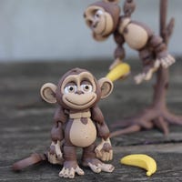 3D Articulated Monkey and Tree | Desk & Fidget Figures - Etsy