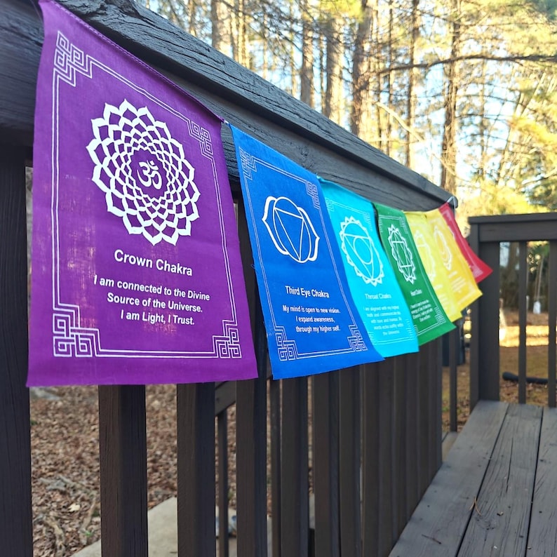 7 Chakra Flags, Kundalini Chakra String Flags, Outdoor/indoor Yoga ...