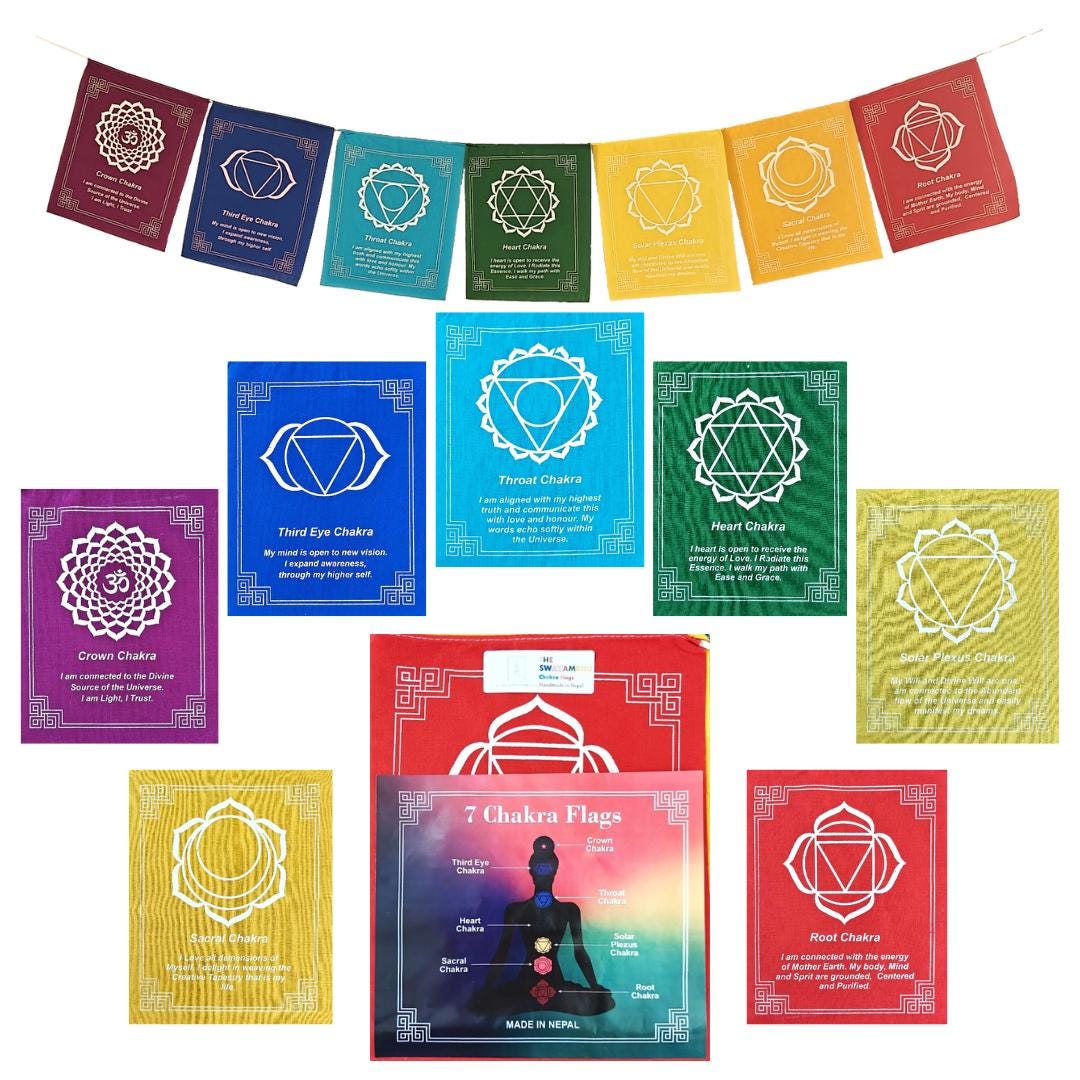 7 Chakra Flags, Kundalini Chakra String Flags, Outdoor/indoor Yoga ...