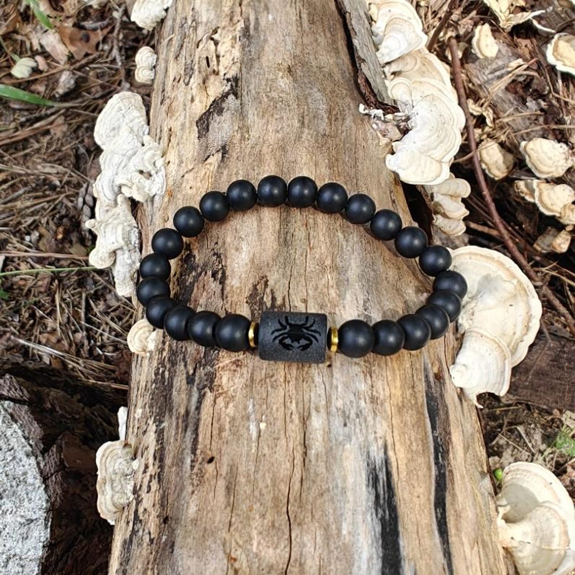Cancer Zodiac Beaded Bracelet | Engraved Horoscope Sign, Birthday Gift ...