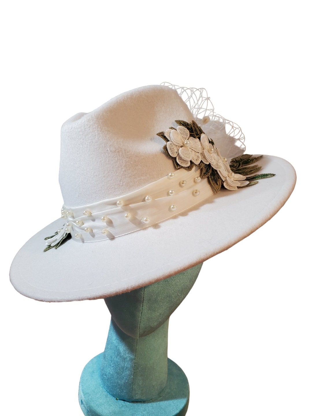 REDUCED TO Sell-white Rose Fedora. Free Priority Shipping - Etsy