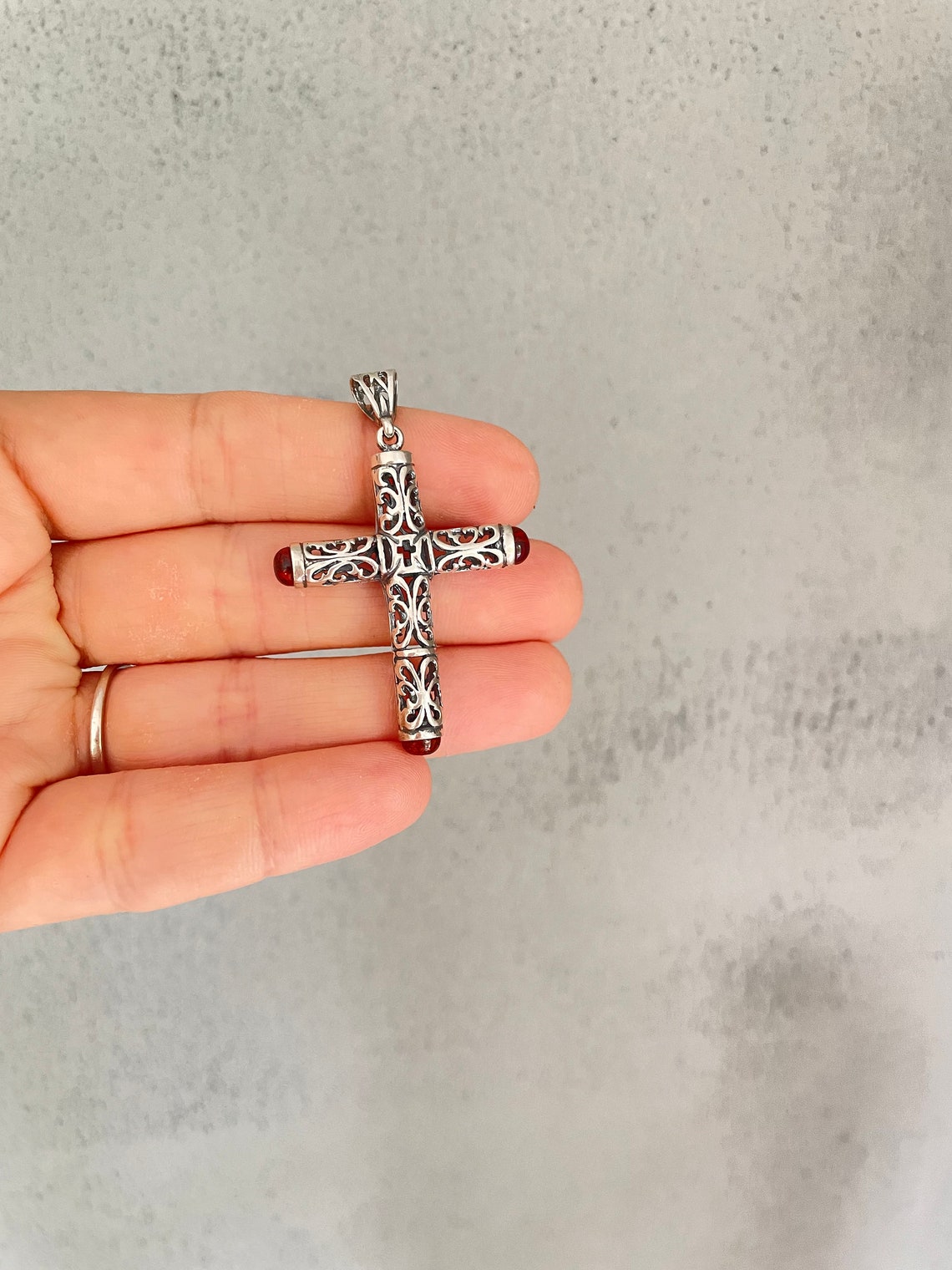 Silver Cross Pendant Amber Cross Pendant Necklace Cross - Etsy