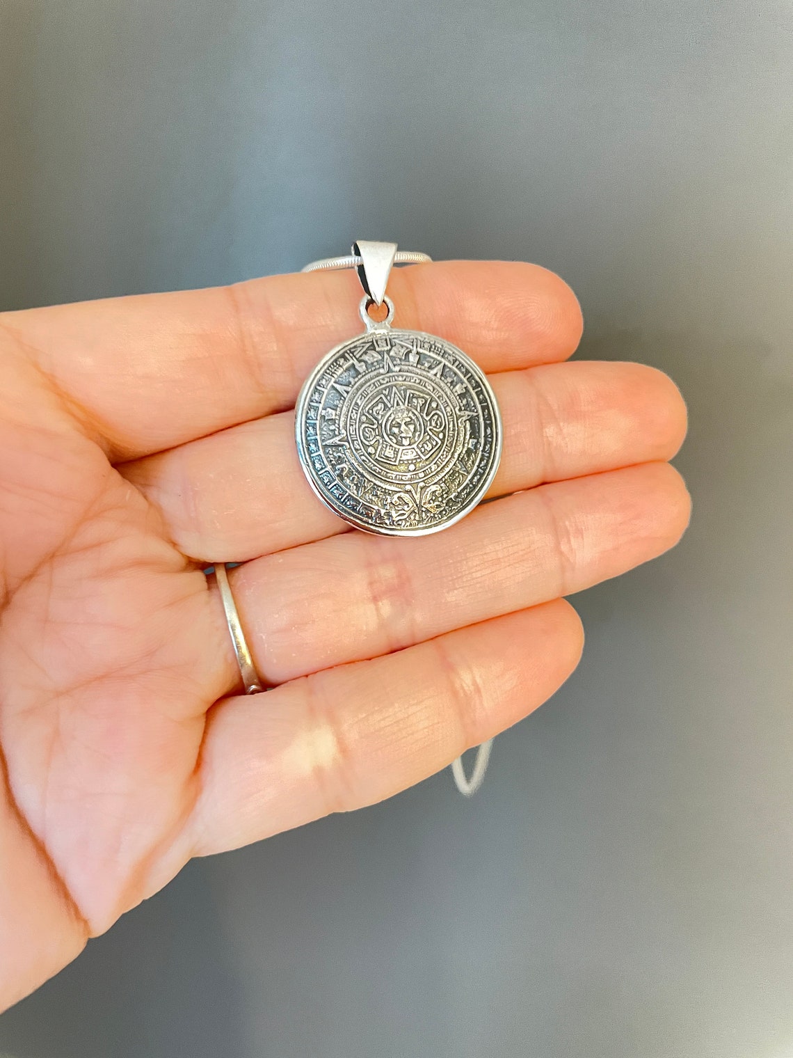 Aztec Calendar Necklace 925 Sterling Silver Aztec Calendar - Etsy