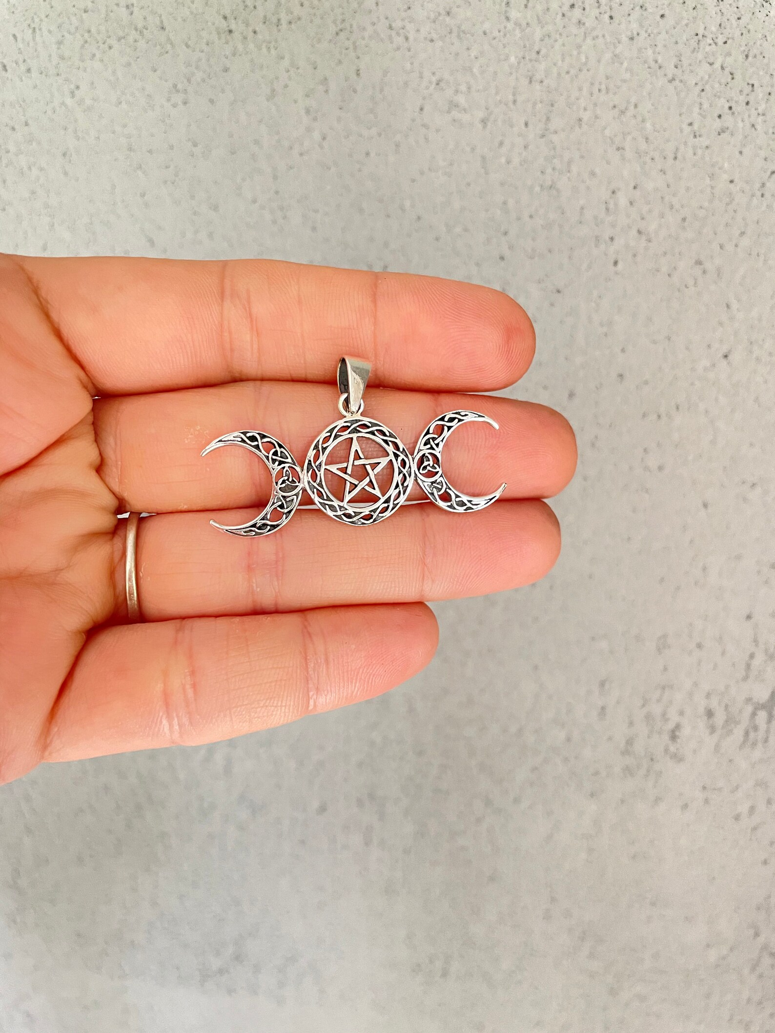 Silver Pentagram Pendant Pentacle Pendant Wiccan Jewelry Pagan Jewelry ...