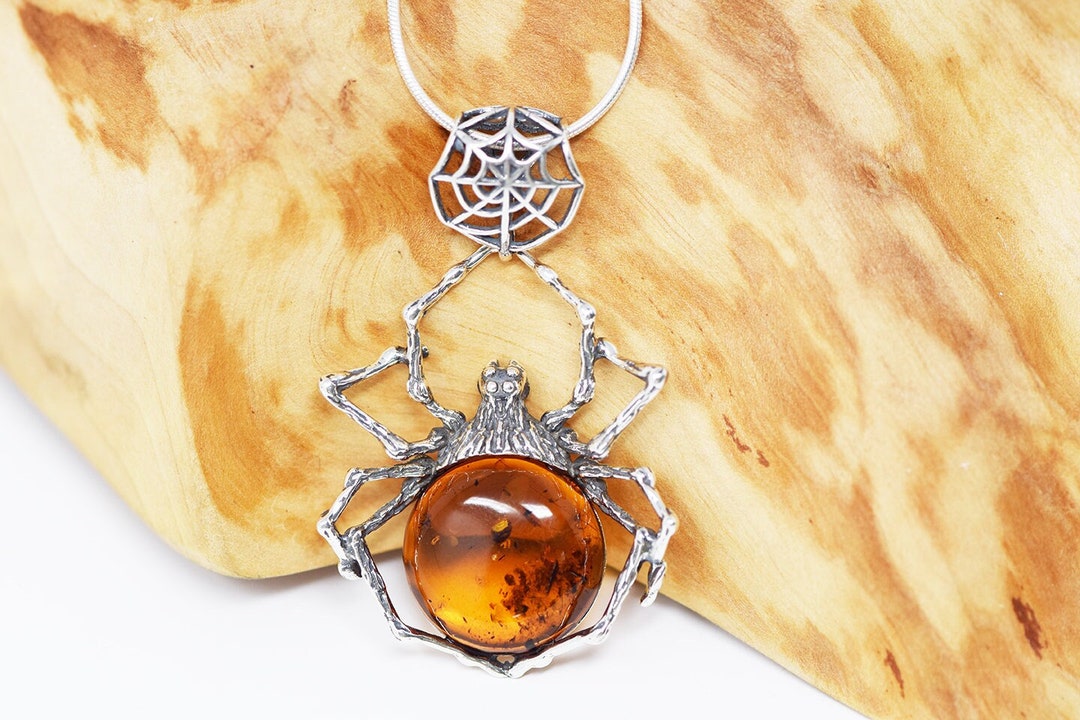 Spider Necklace, 925 Sterling Silver Spider Web, Spider Pendant, Spider ...