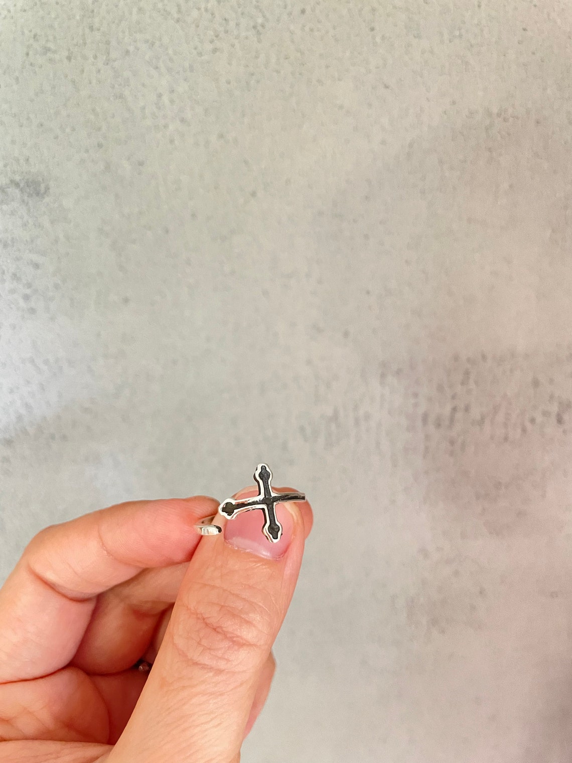 Sterling Silver Cross Adjustable Ring. Silver Ring With a - Etsy