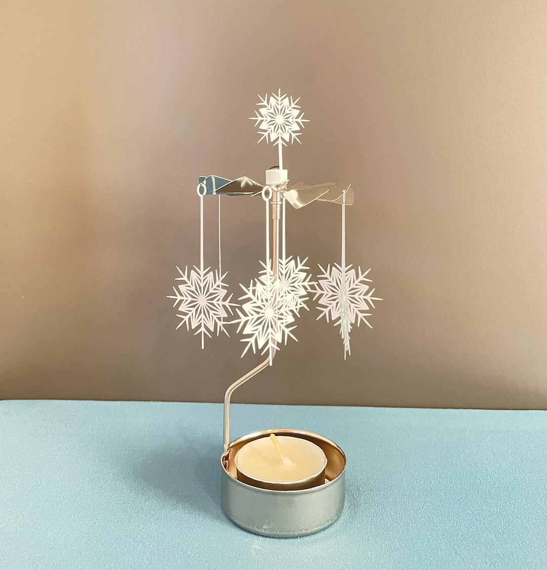 Spinning Candle Holders White Snowflake, Rotary Candle Holders, Candle ...