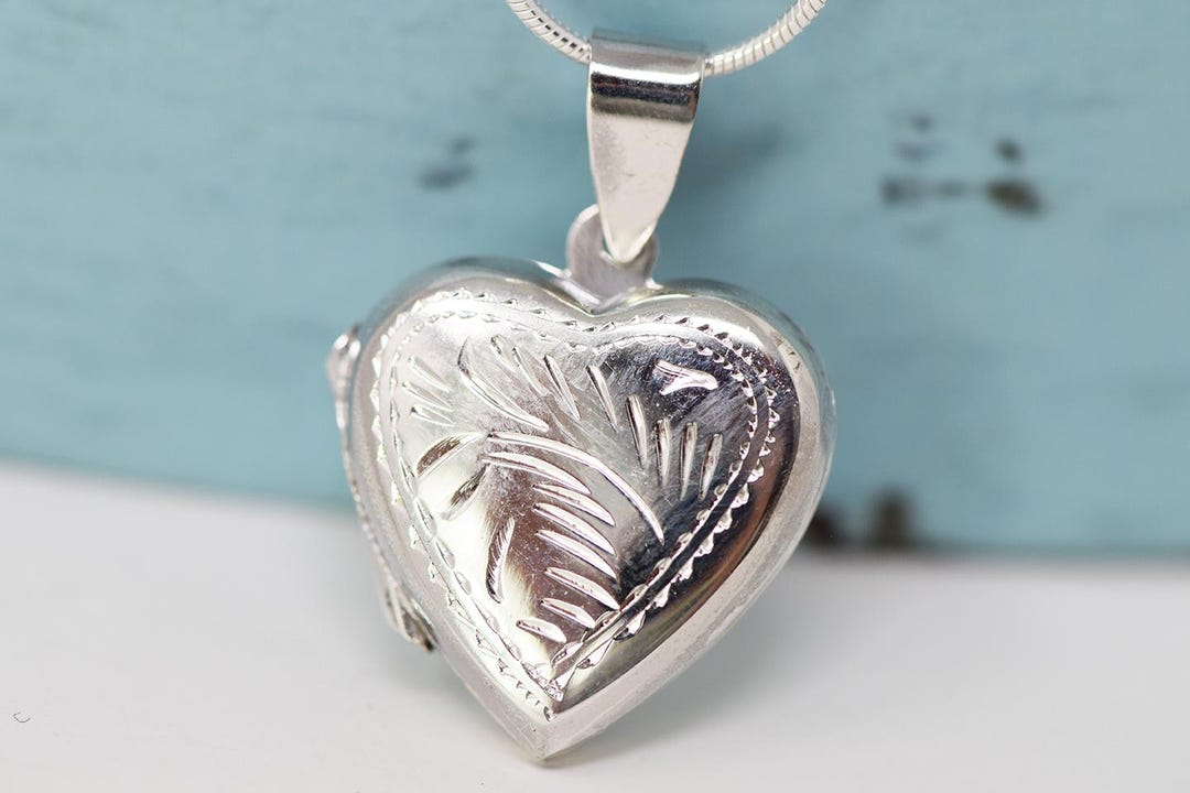 Heart Locket Necklace Sterling Silver Heart Locket Necklace Opening ...
