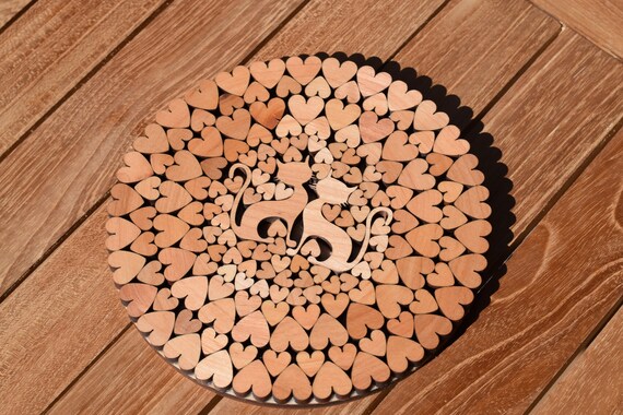 Wooden Trivet With Cats Trivet With Hearts Trivets for Hot | Etsy