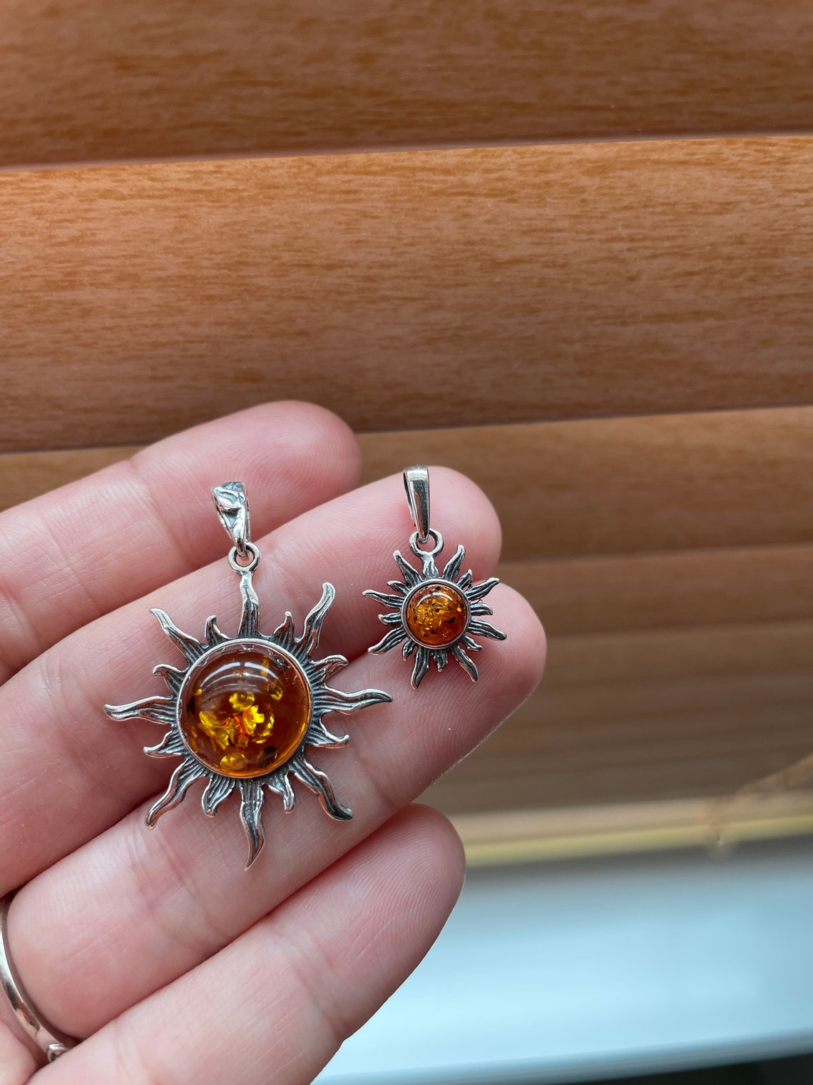 Sun Pendant. Baltic Amber Sun Pendant Sterling Silver Cognac - Etsy