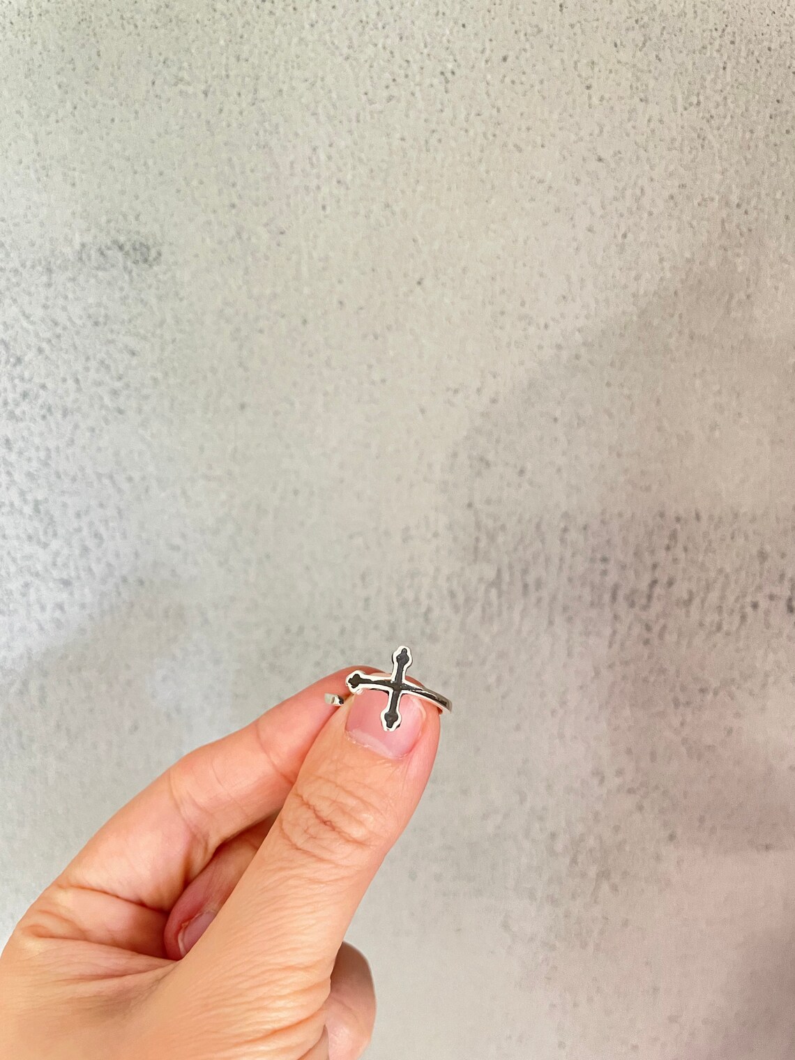 Sterling Silver Cross Adjustable Ring. Silver Ring With a - Etsy