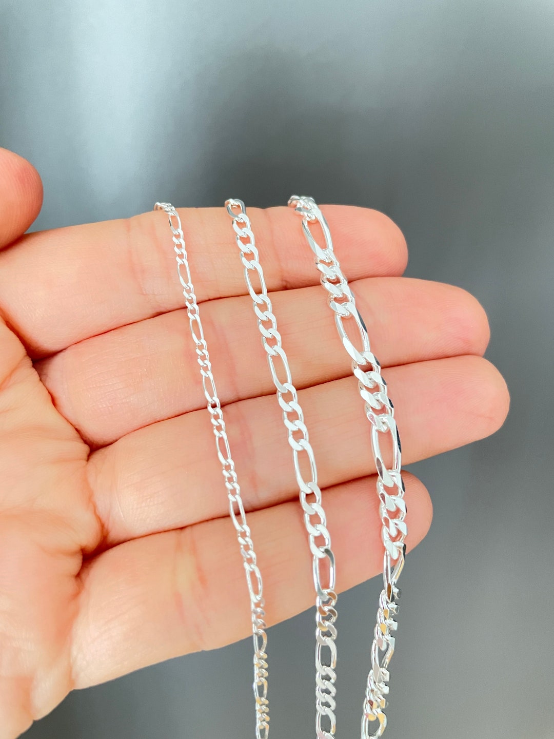Sterling Silver Figaro Chain, Figaro Necklace, Figaro Chain, 1.8mm, 2 ...