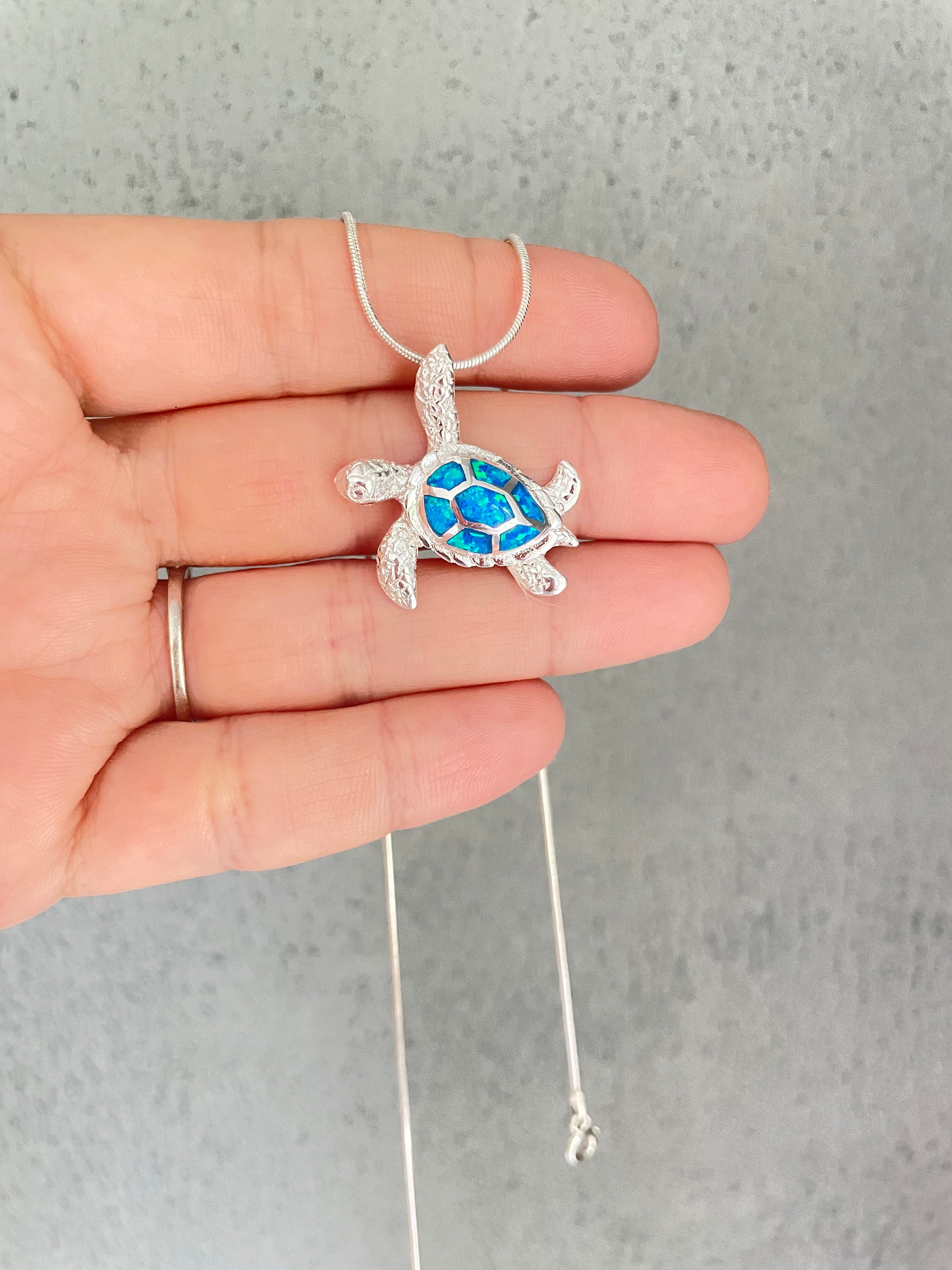 Turtle Pendant Sterling Silver Opal, Turtle Jewelry, Turtle Necklace ...