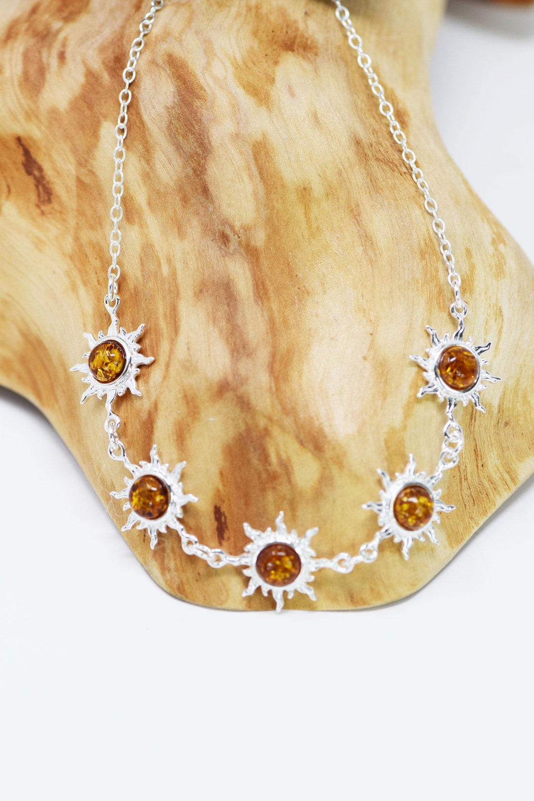 Sun Necklace 925 Sterling Silver Sun Jewelry Amber Sun Necklace Sun ...
