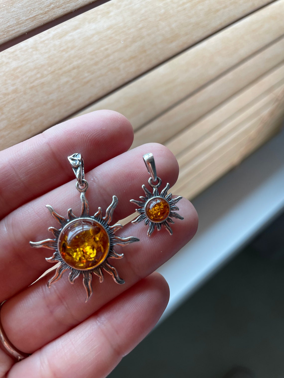 Sun Pendant. Baltic Amber Sun Pendant Sterling Silver Cognac - Etsy