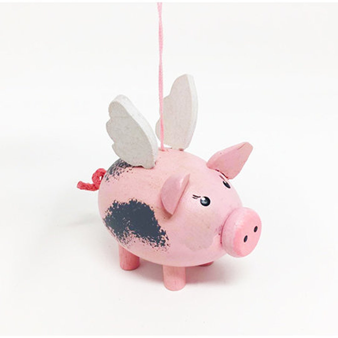 Wooden Pig With Wings Pig Christmas Ornament Home Decoration Pig With ...