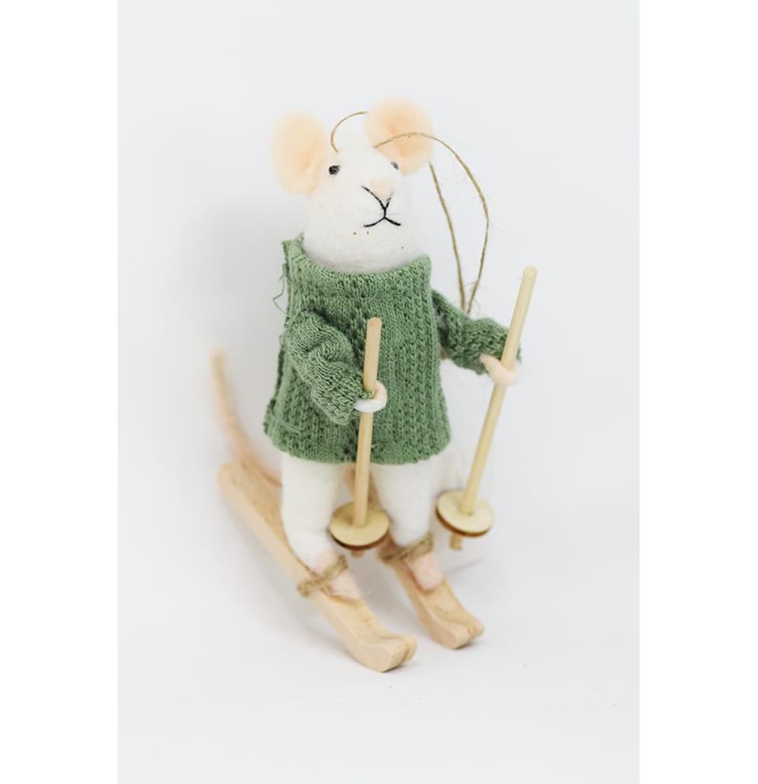 Christmas Mouse on Skis, Mice Ornament, Felted Ornament, Mouse Gift ...