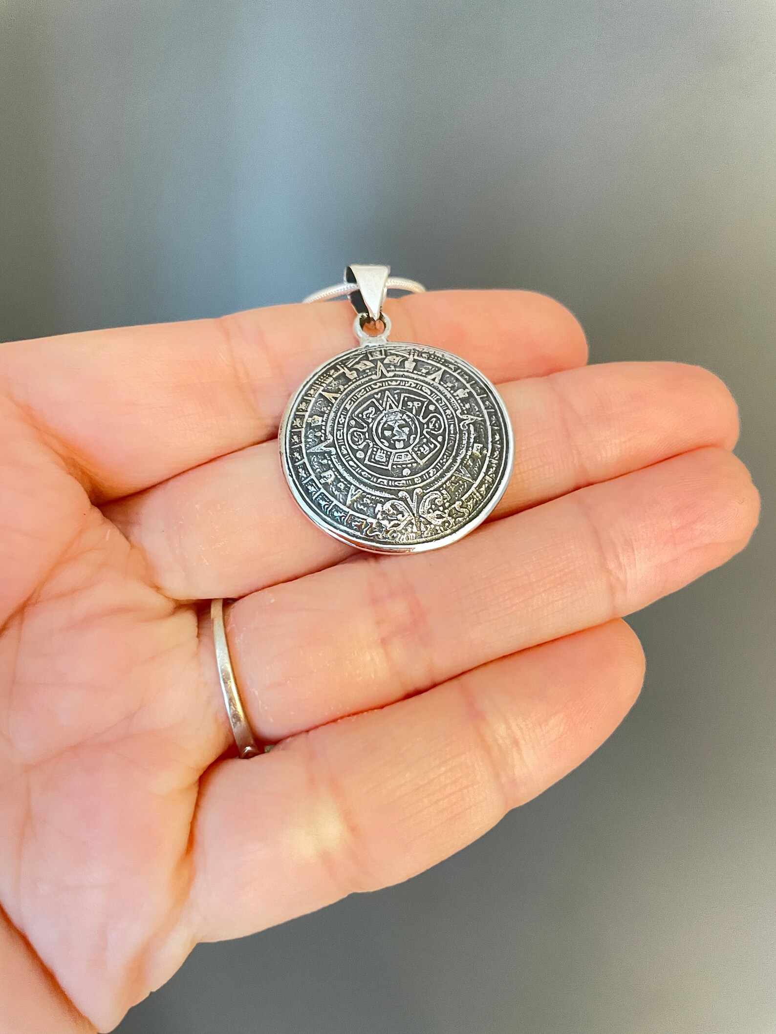 Aztec Calendar Necklace 925 Sterling Silver Aztec Calendar - Etsy