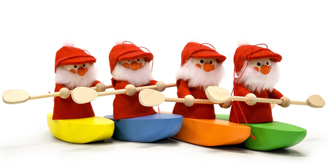 Kayak. Santa Gnome in Kayak. Santa Gnome Christmas Ornament With String ...