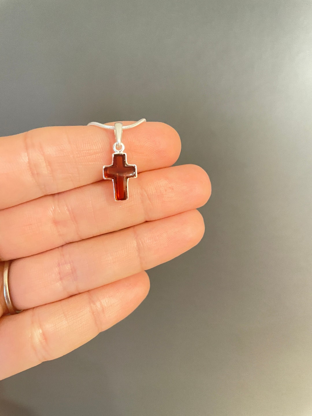 Small Cross in Sterling Silver and Amber. Silver Cross With Amber ...