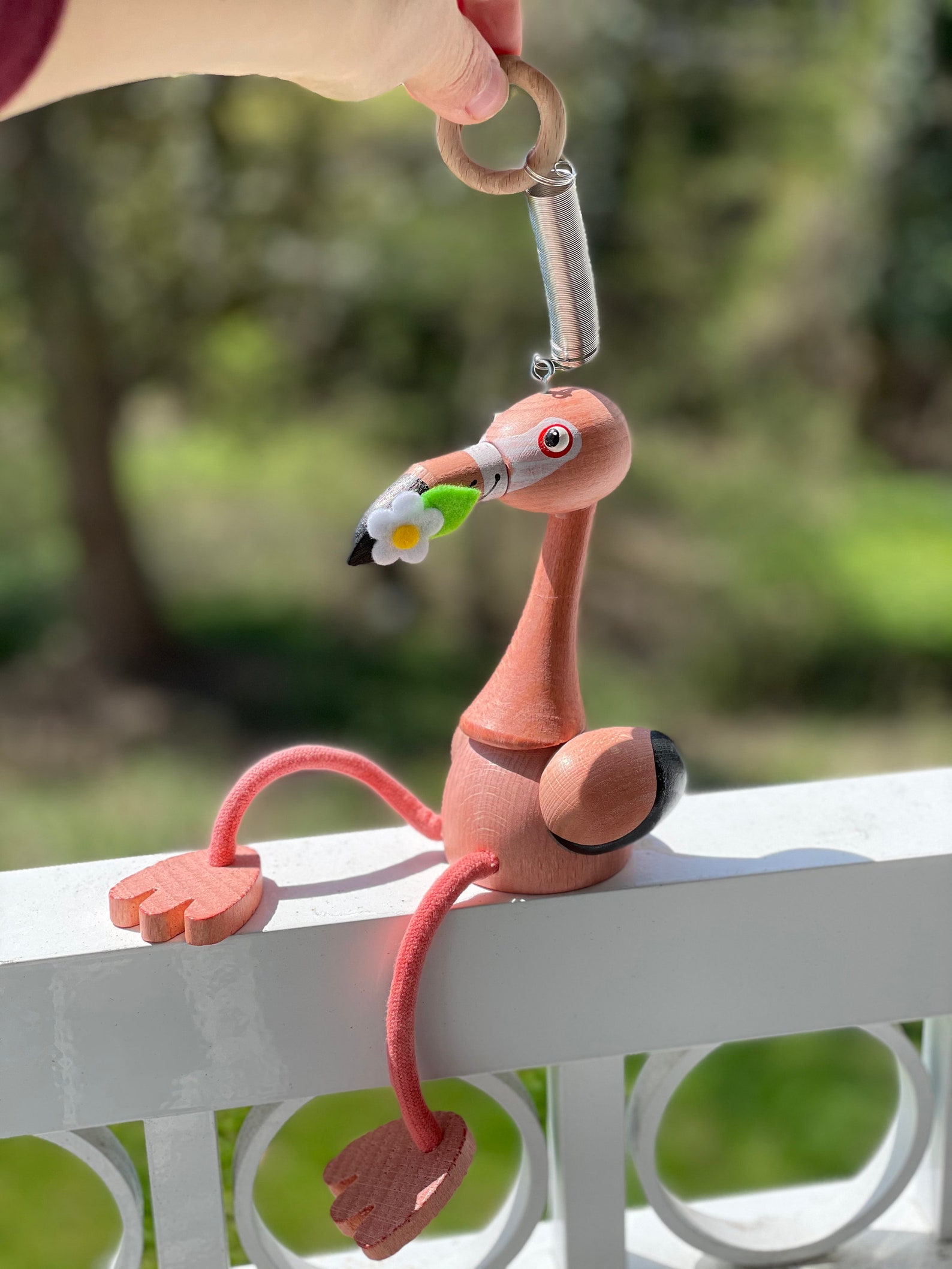 Children's toy flamingo. Wooden toy. Bouncing toy. Jumping | Etsy