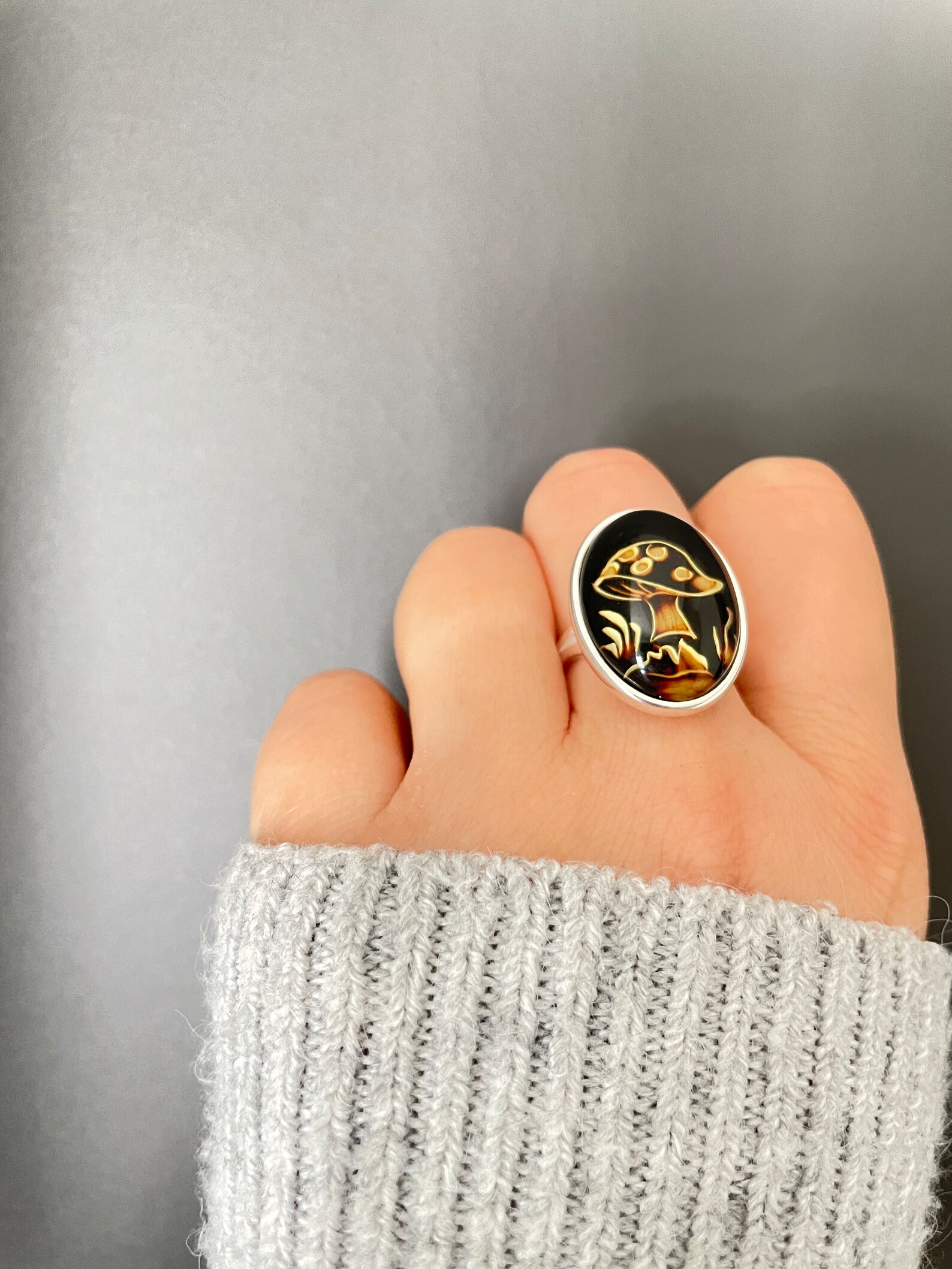 Mushroom Ring, Mushroom Jewelry, Mushroom Gift, Sterling Silver ...