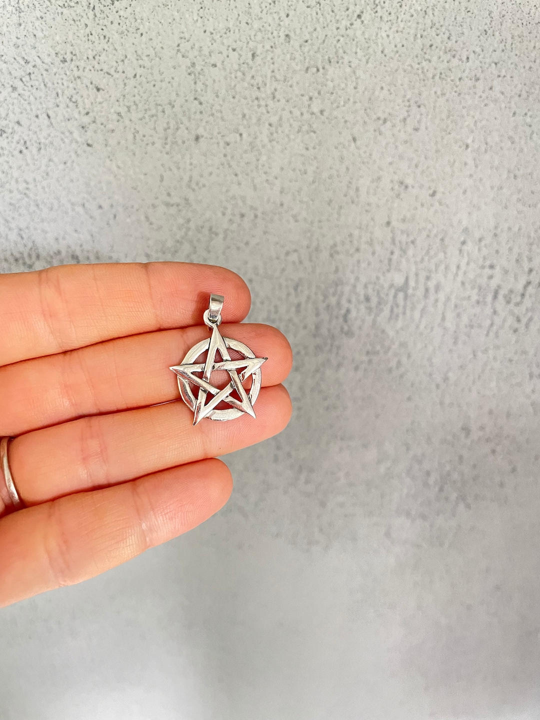 Small Pentagram Pendant, Silver Pentagram Necklace, Pentacle Pendant ...