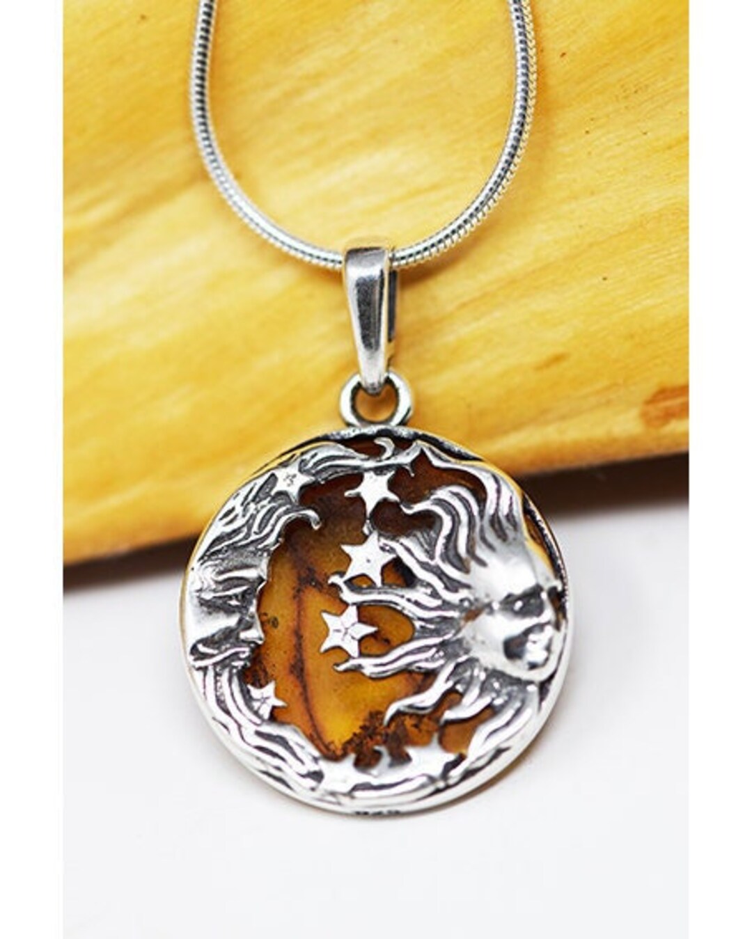 Sun and Moon Necklace, Sterling Silver Sun Pendant, Sun Necklace, Sun ...