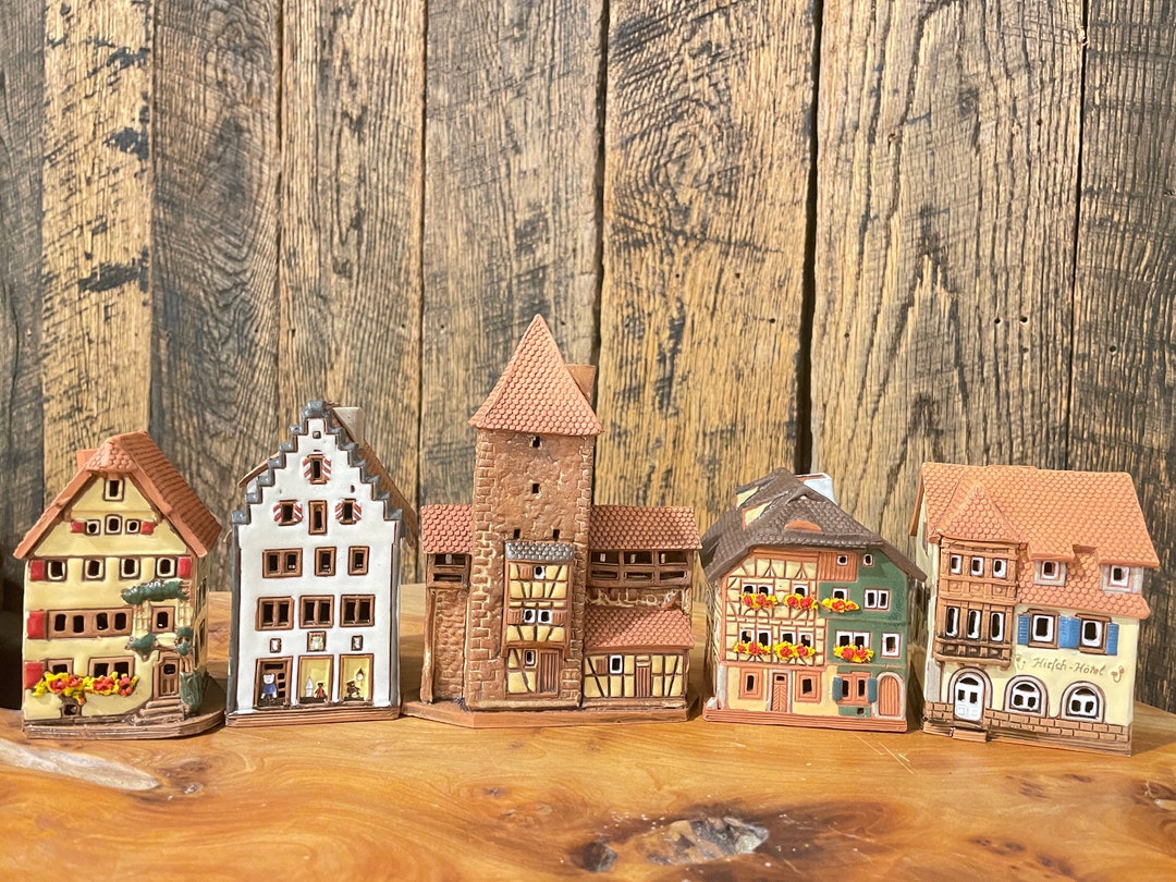Mini Houses Set Germany, Bavaria, Rothenburg, Ceramic Candle House ...