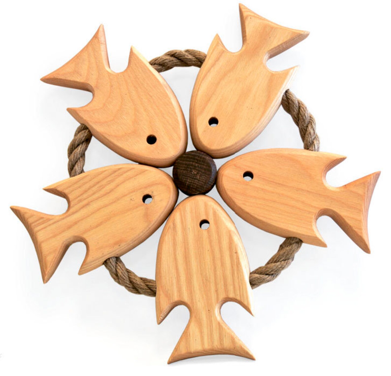 Trivet Wood, Round Trivet Fish, Wooden Trivet Handmade With Fish, Wood ...