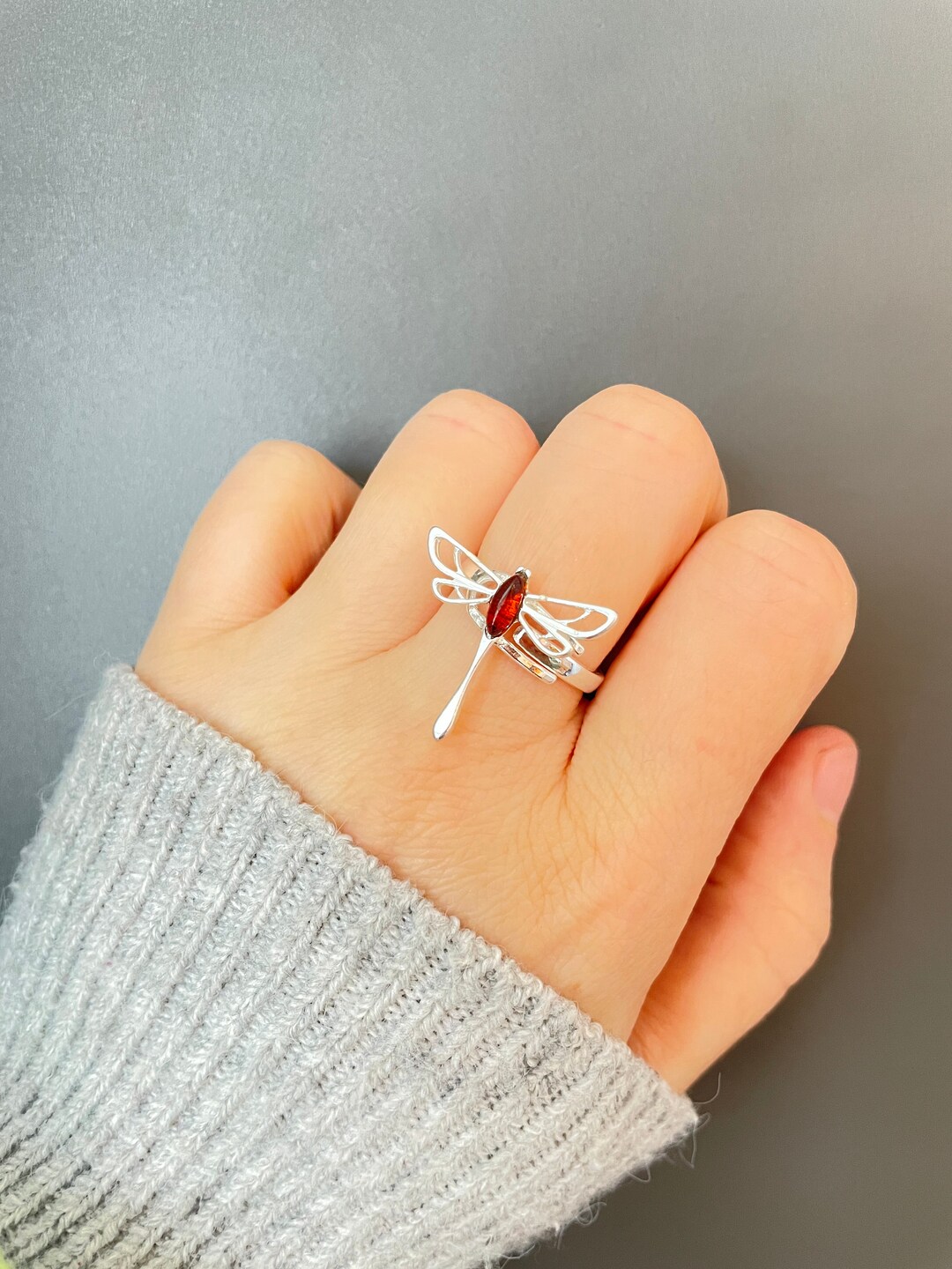 Dragonfly Ring, 925 Sterling Silver Dragonfly Ring, Adjustable Ring ...