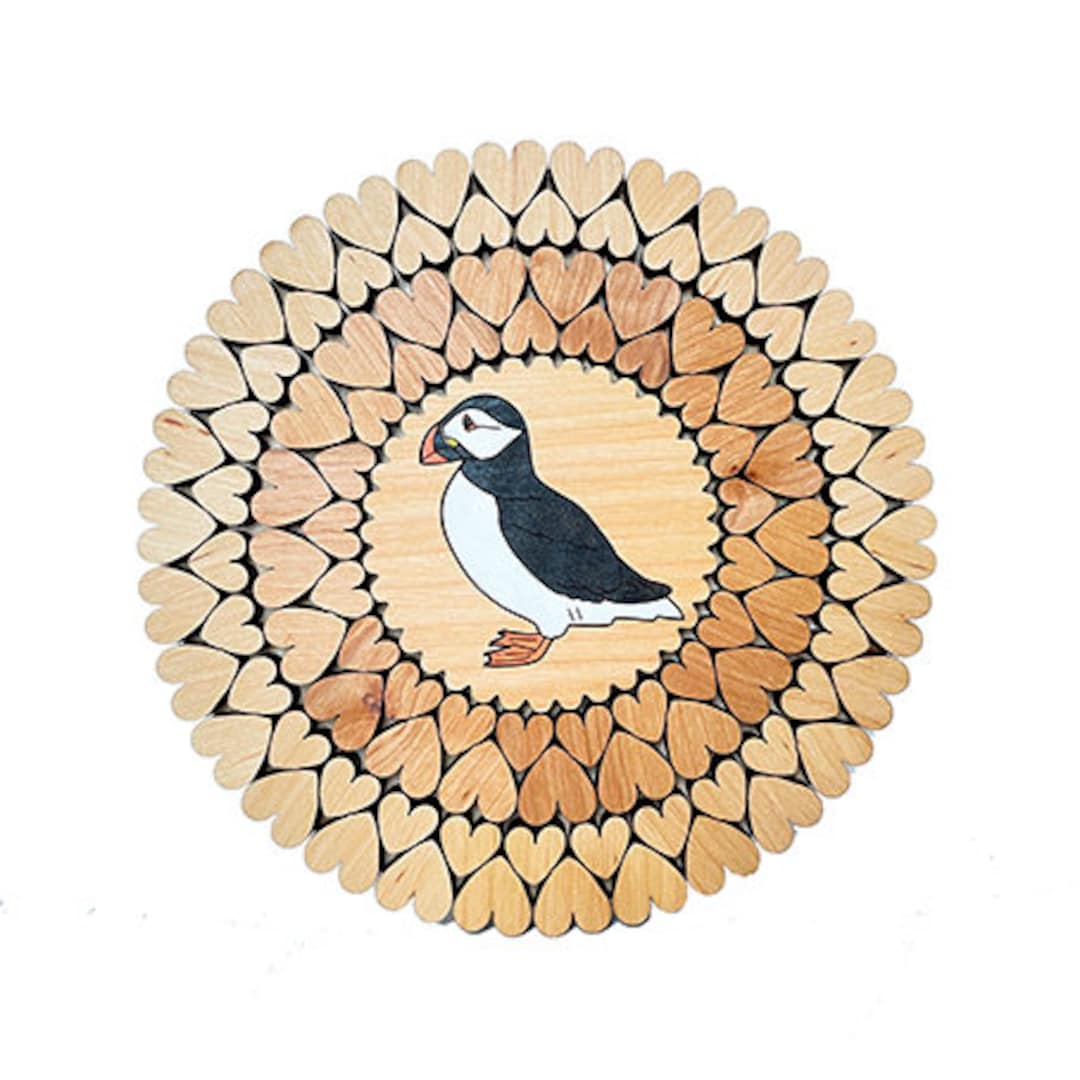 Trivet Wood, Puffin Decor, Trivet With Hearts, Trivets for Hot Dishes ...