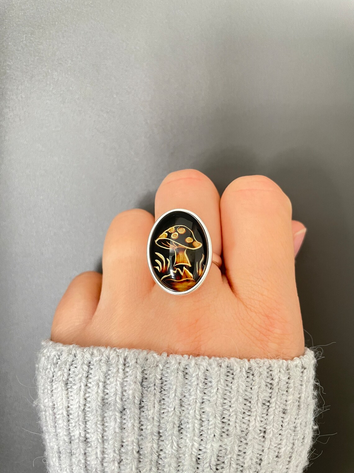 Mushroom Ring, Mushroom Jewelry, Mushroom Gift, Sterling Silver ...