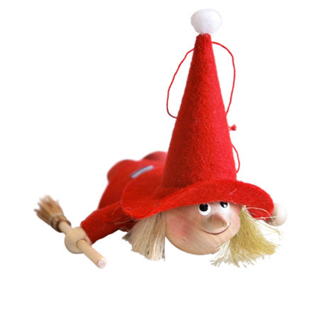 Flying Witch Holding a Broom, Halloween Ornament, Christmas Ornament ...