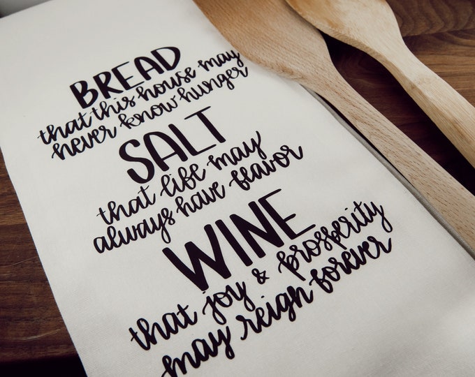 Bread, Salt, Wine it's A Wonderful Life Dish Towel - Etsy