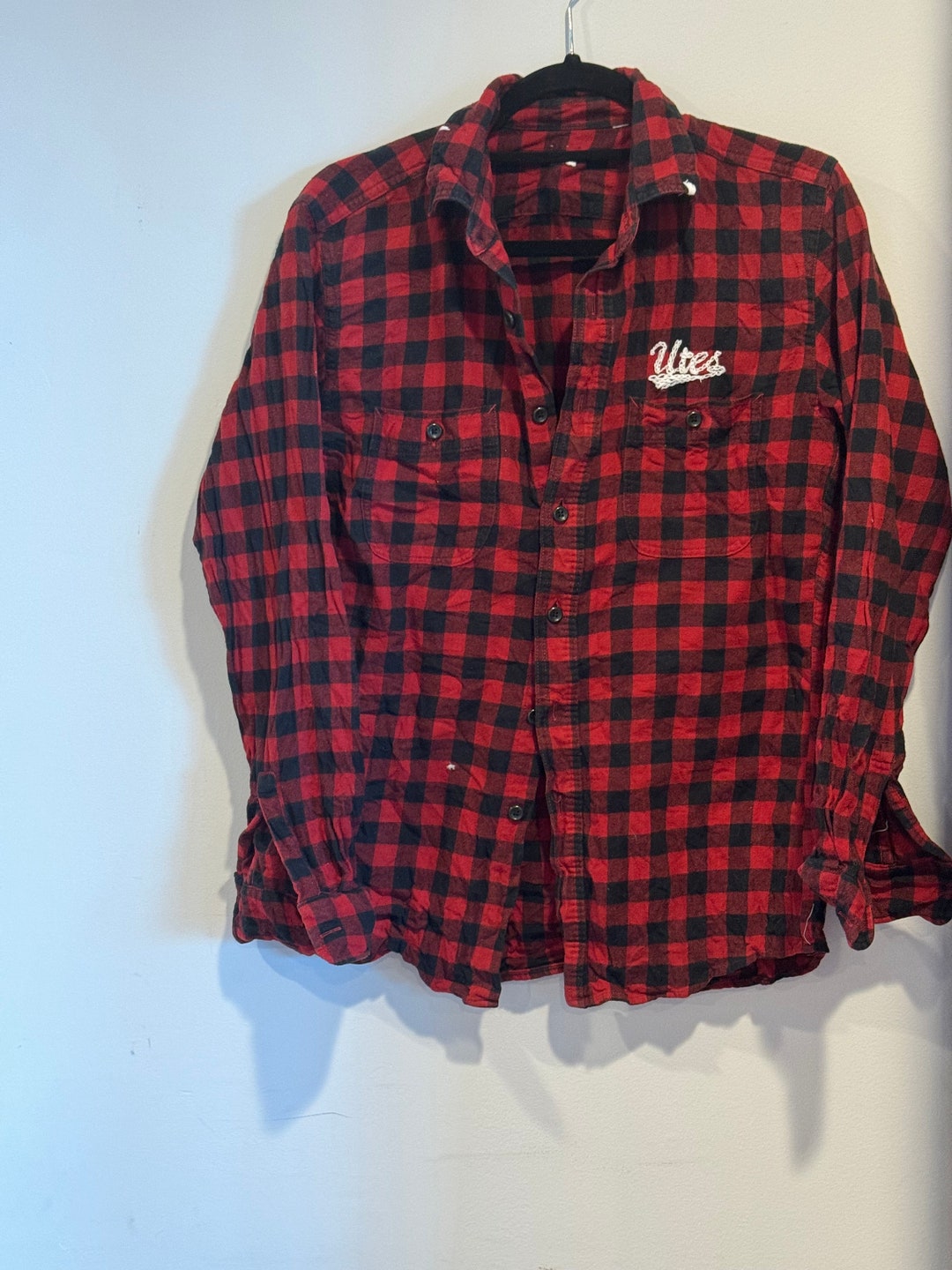 Upcycled Flannel Buffalo Plaid Button Down University of Utah Utes ...