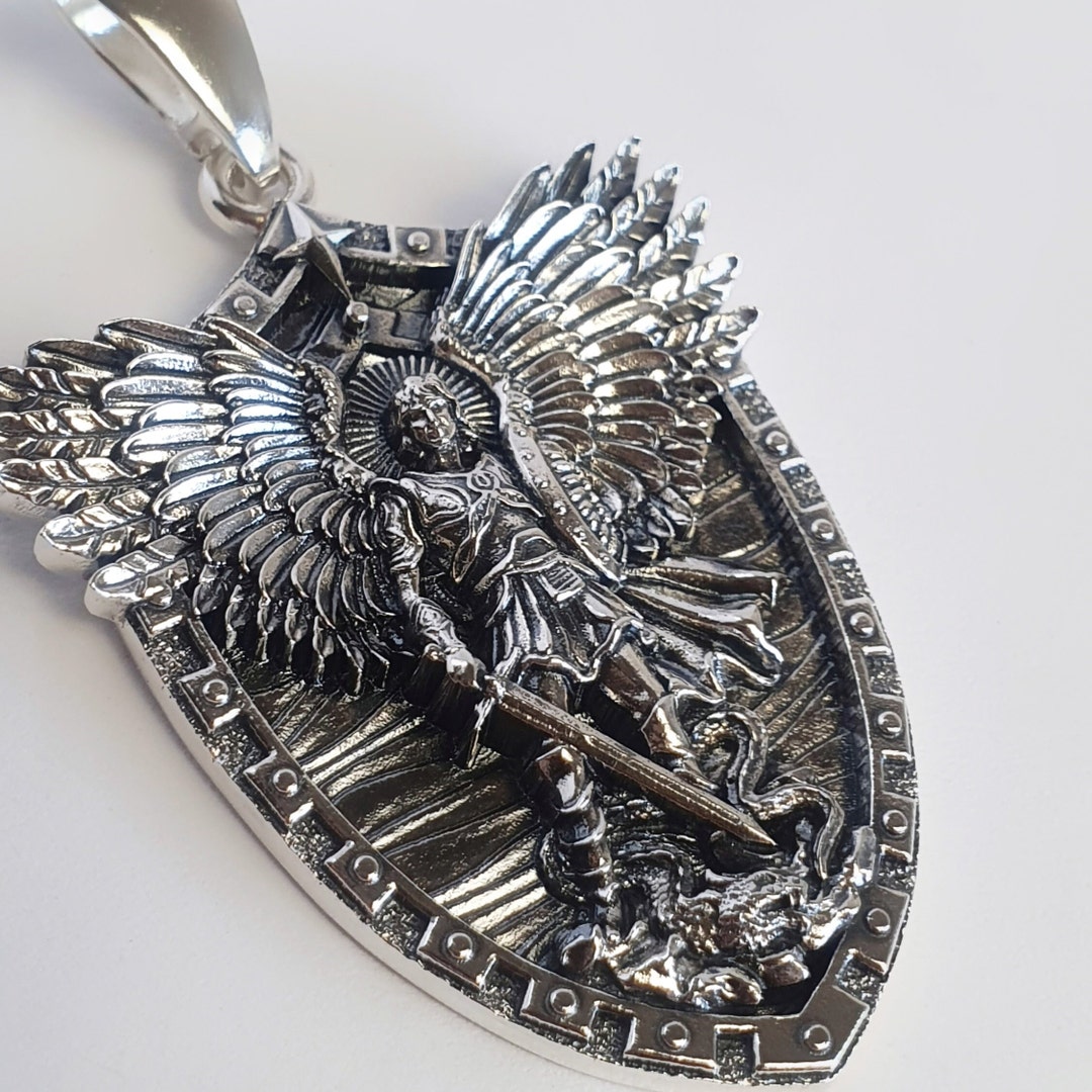 Personalized Archangel Saint Michael Necklace, Orthodox Shield ...