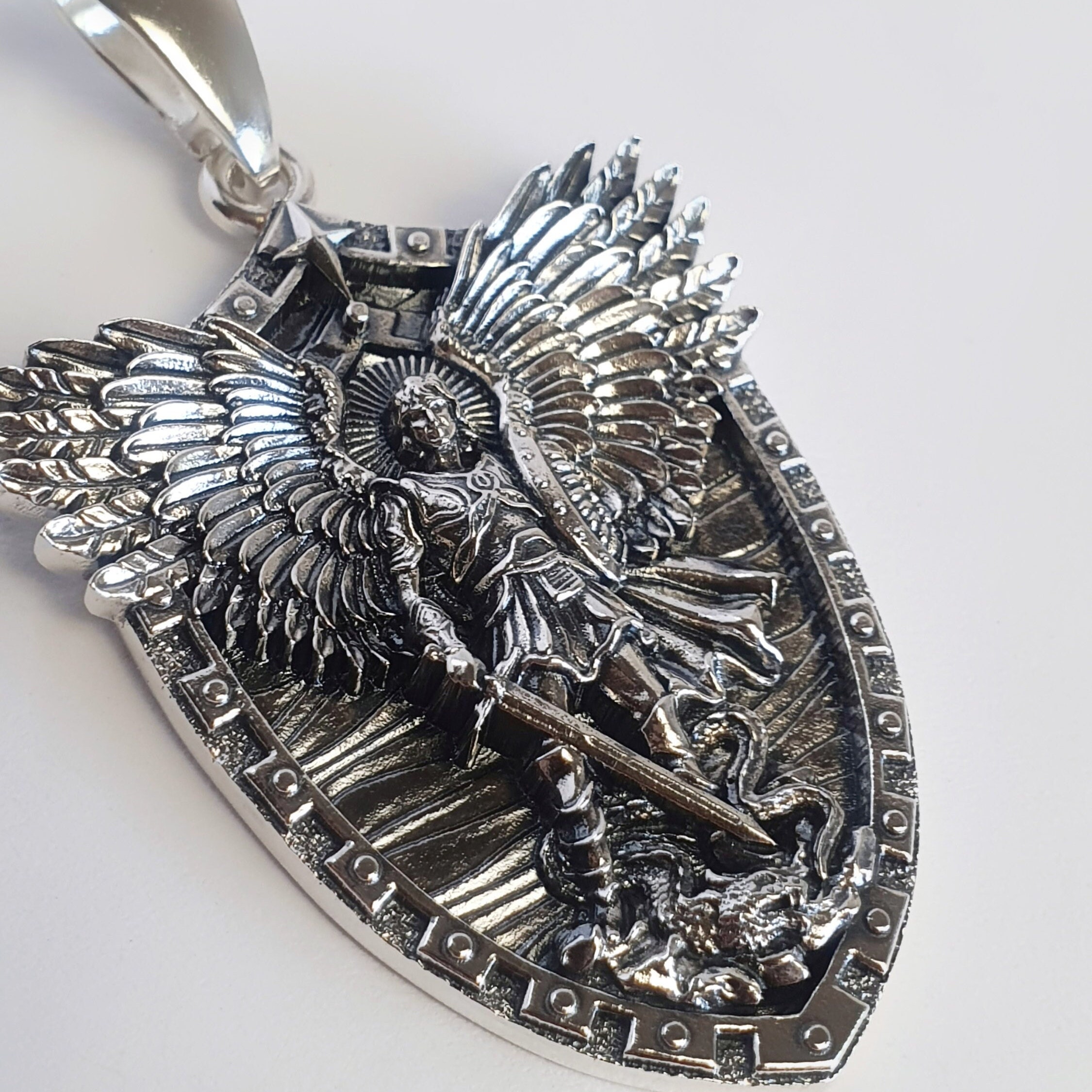 Personalized Archangel Saint Michael Necklace, Orthodox Shield ...