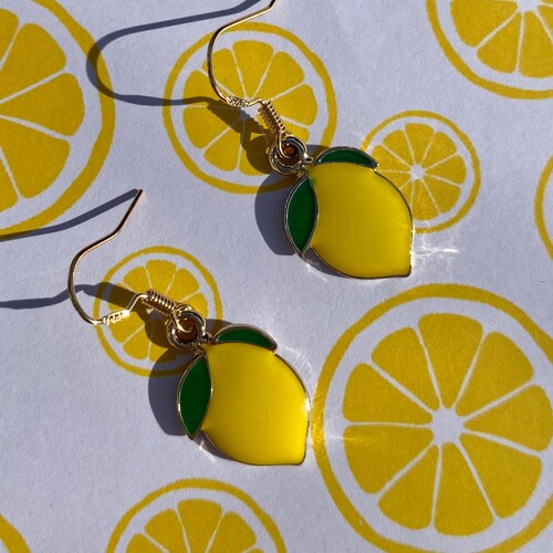 Lemon Earrings Lemon Yellow Earrings Lemon Fruit Earrings | Etsy