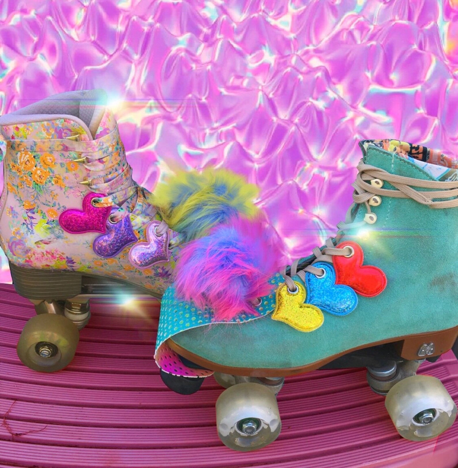Holographic Puffy Heart Roller Skate Accessory - Etsy