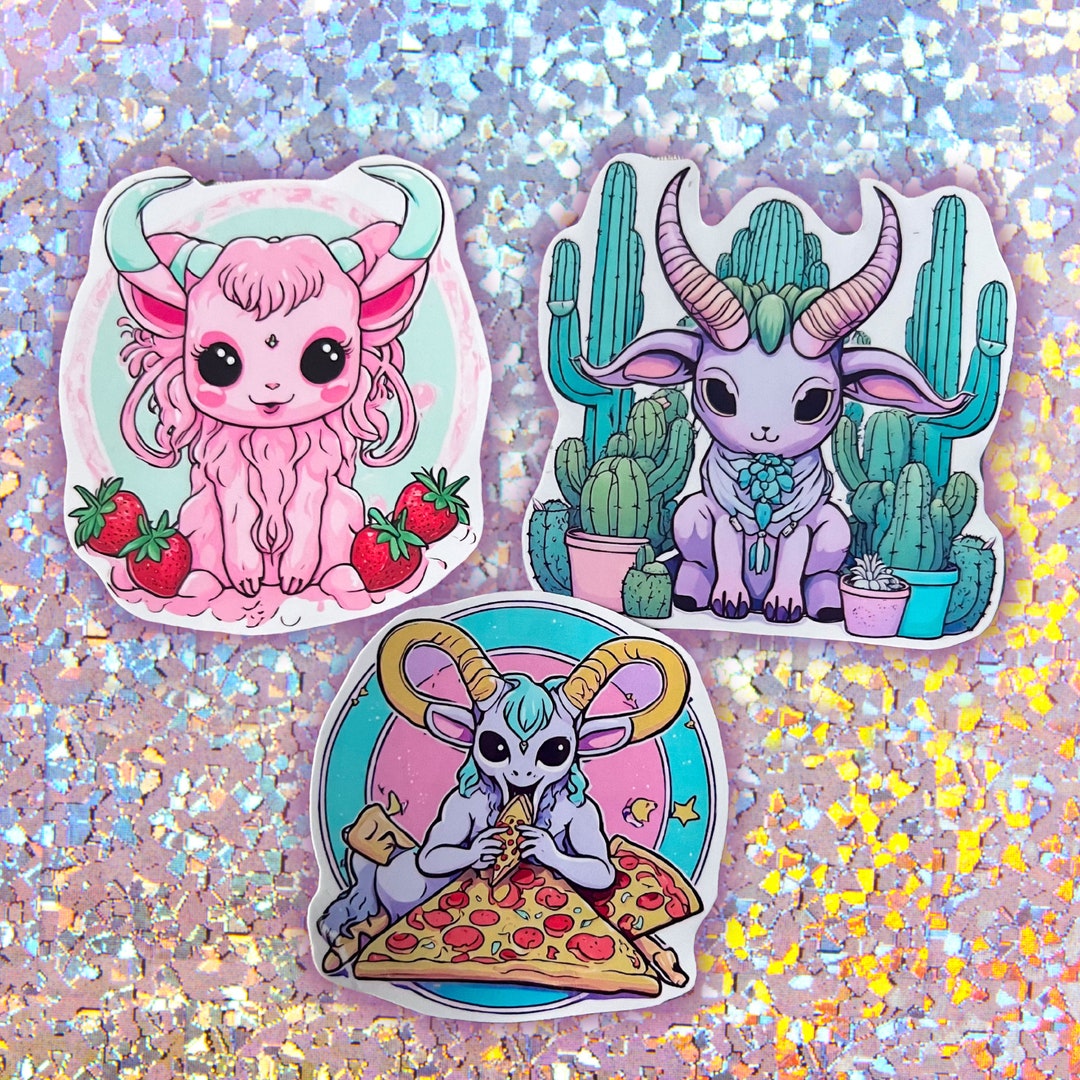 Pink Pastel Kawaii Baphomet Stickers - Cute and Unique Satanic Symbol ...
