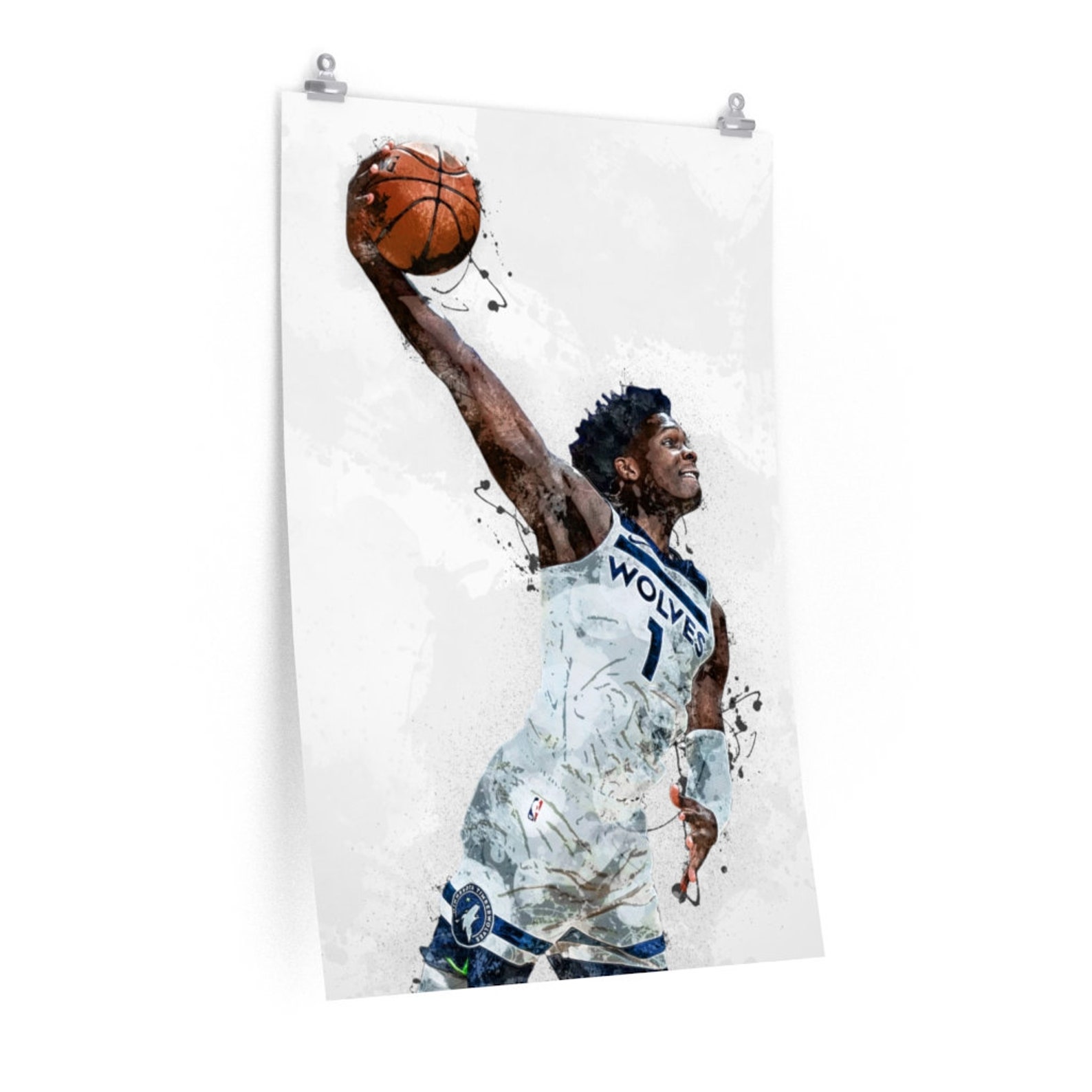 Anthony Edwards Poster Minnesota Timberwolves Canvas Wall - Etsy
