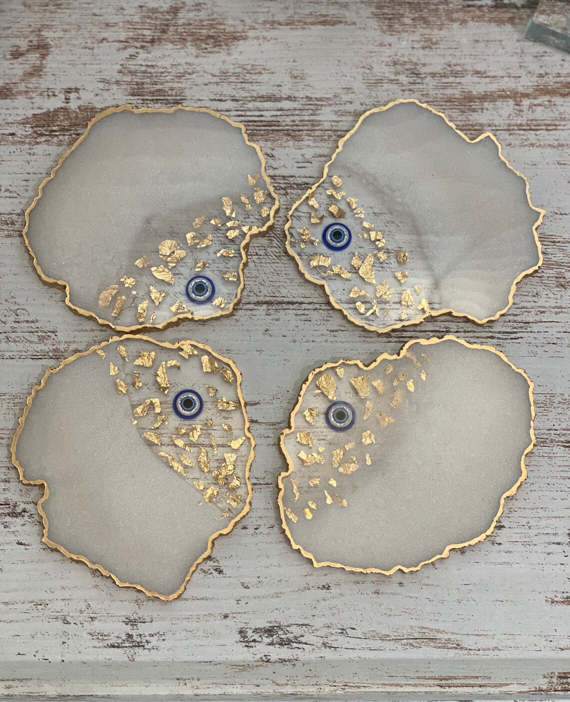 Evil Eye Agate-style Coaster Set - Etsy
