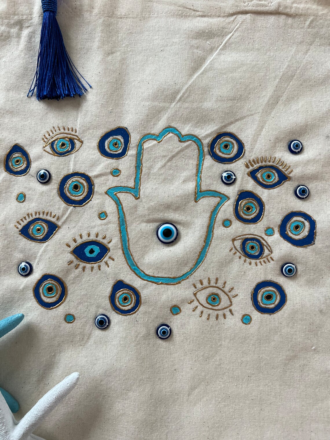 Evil Eye Hand Painted Tote Bag Gift | Creative Gift | With or Without ...